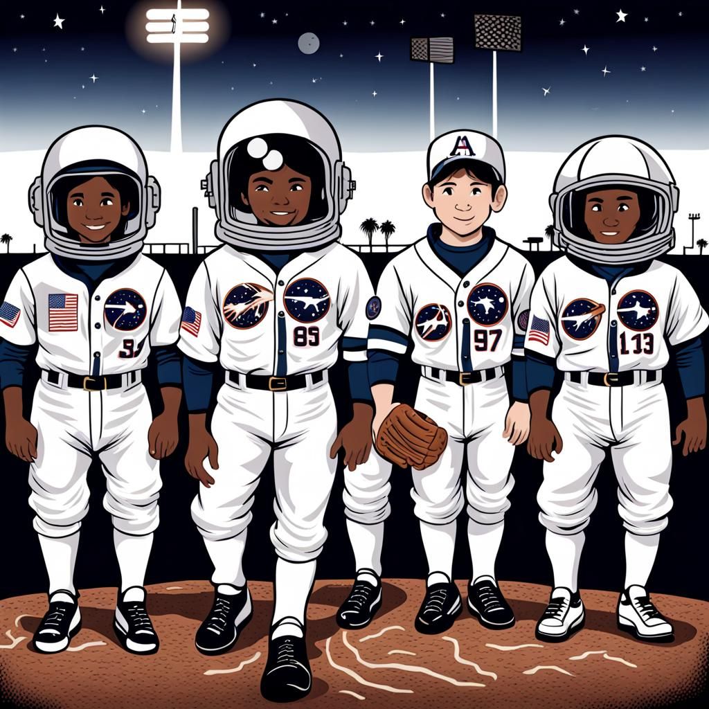An astronaut baseball team. - AI Generated Artwork - NightCafe Creator