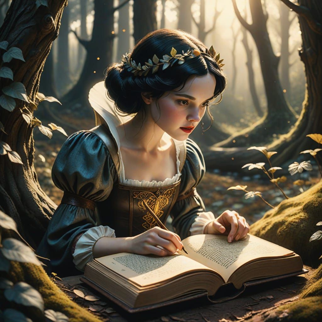 Cinematic Fairy Tale Moment: Snow White Opens Anci... - AI Art