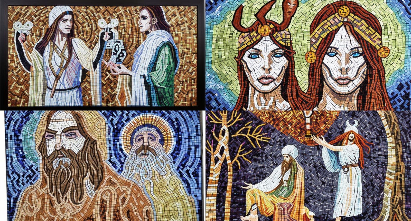 A druid wears ritual attire pastels mosaic - AI Generated Artwork ...