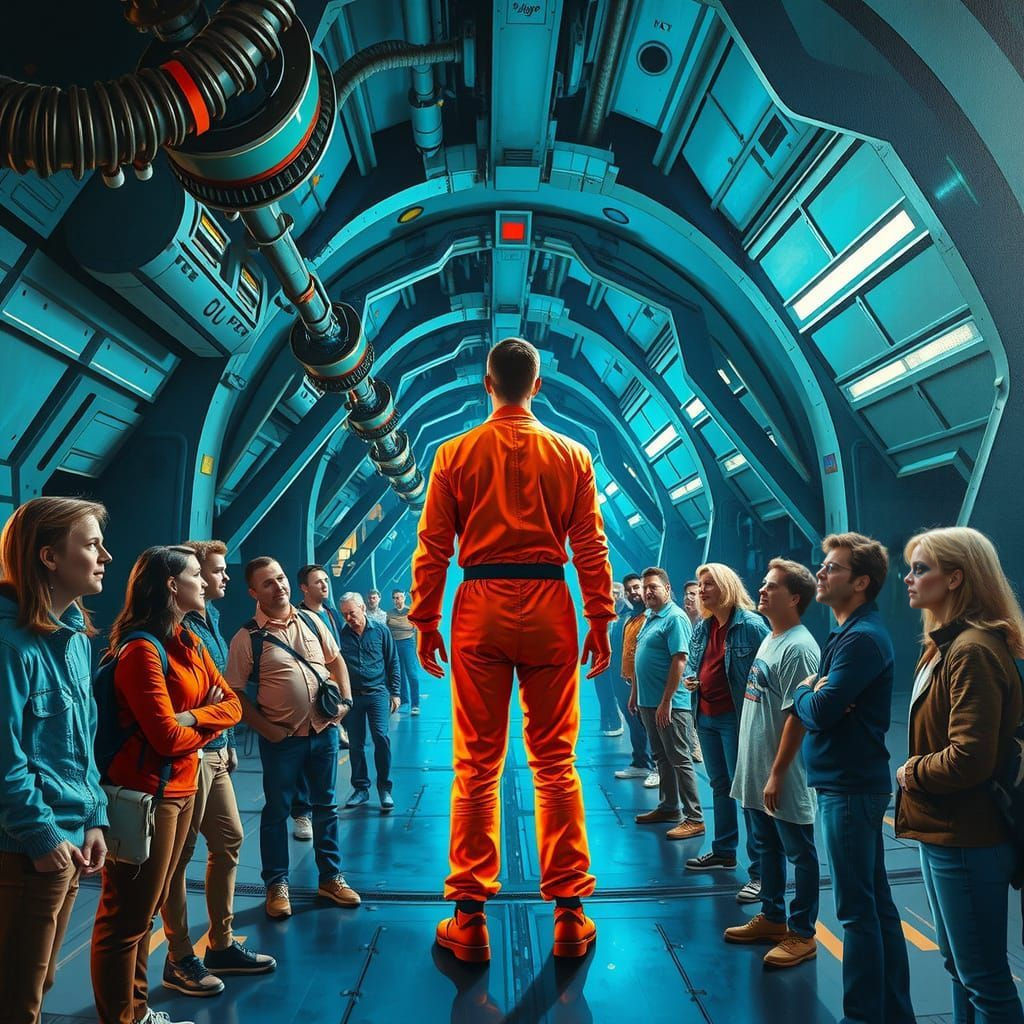 A tall guide - Futuristic Tour Guide in Retro-Futuristic Nos...