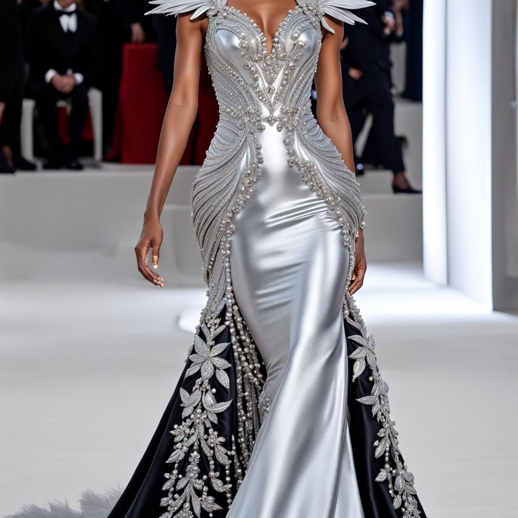 Angelic Silver met gala gothic dress with decorated with pearls& gothic ...
