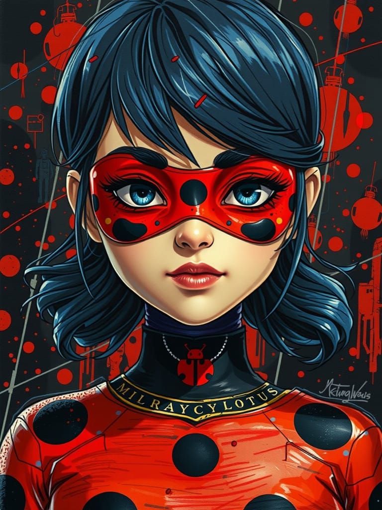 Ladybug Portrait in Intricate Pencil and Ink - AI Art