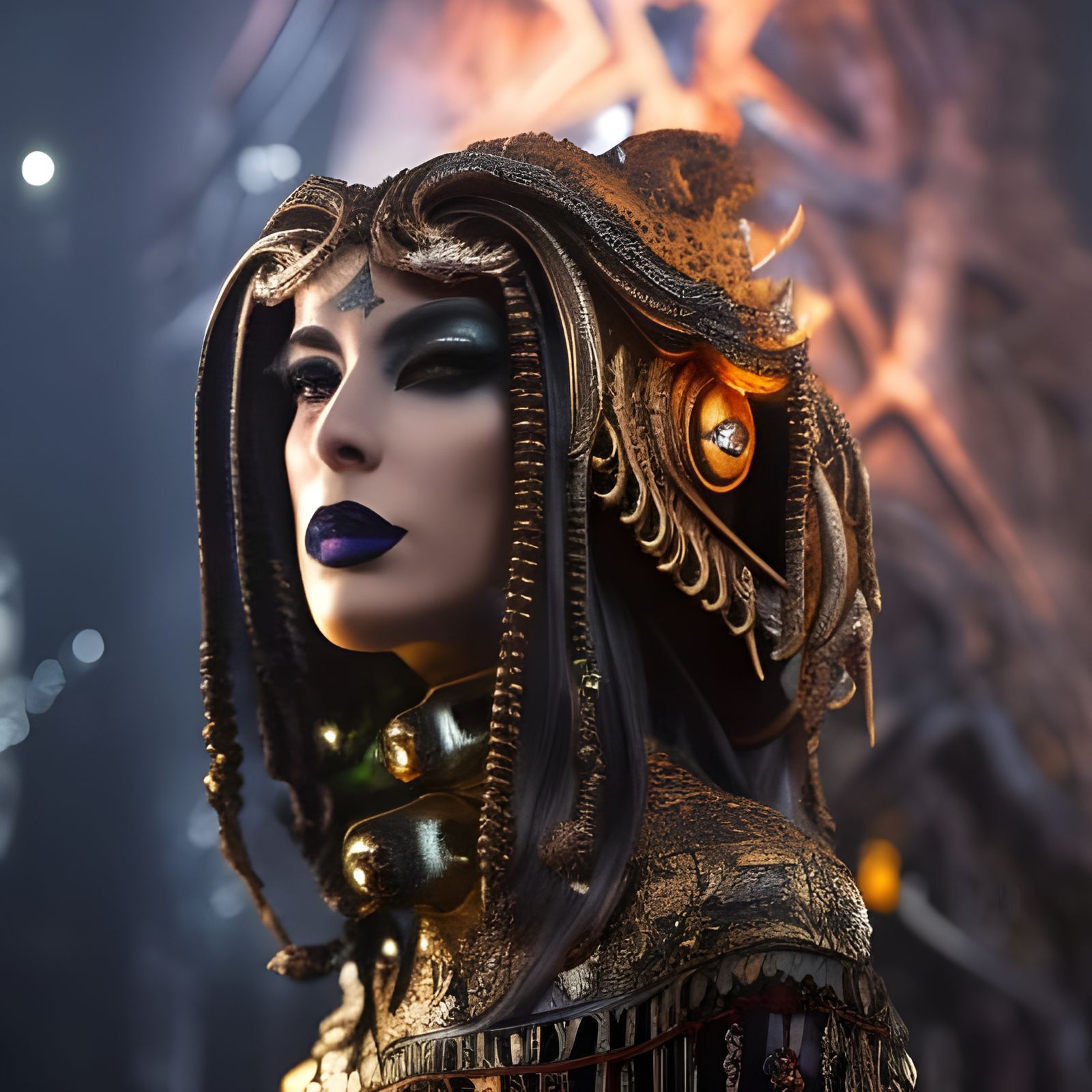 chthonic demoness, intricate, pale face. Lovecraft, Art by Brian ...