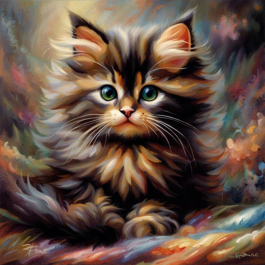 Adorable dark brown fluffy long-haired tortoiseshell kitten ...