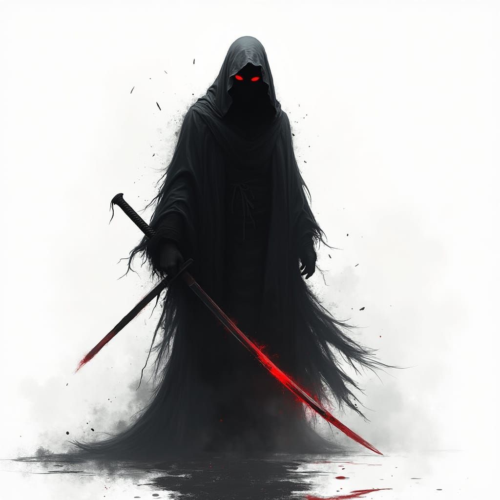 Ethereal Shadow Assassin in Dark Fantasy Style - AI Art