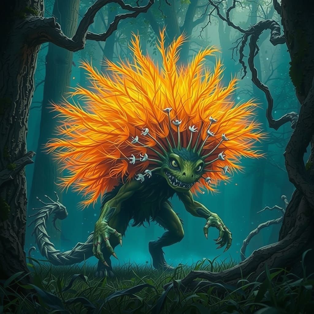 Dandelions Monster - Surreal Dandelion Creature in Whimsica...