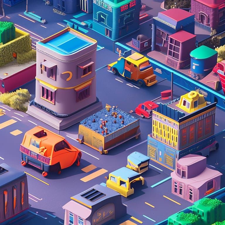 Cityscape with tiny cars and people - AI Generated Artwork - NightCafe Creator