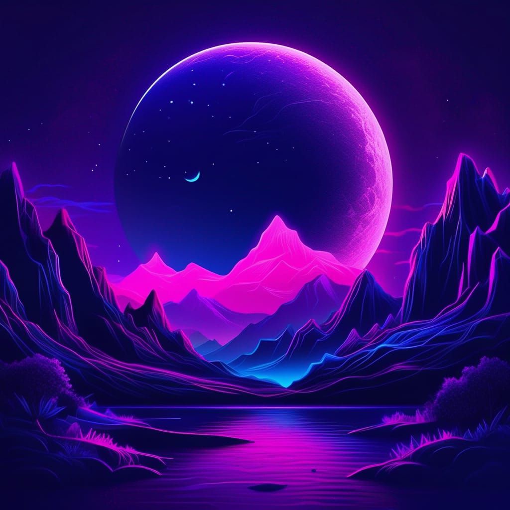 Neon Moon - AI Generated Artwork - NightCafe Creator