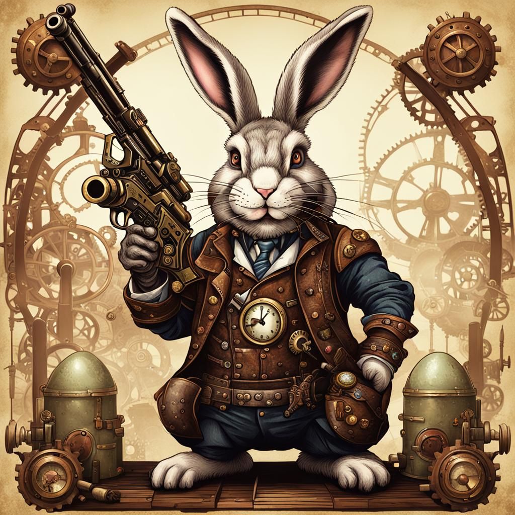 easter bunny with guns - AI Generated Artwork - NightCafe Creator