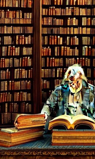 "A D&D Wizard reading in a Massive Magical library" by James Cameron ...