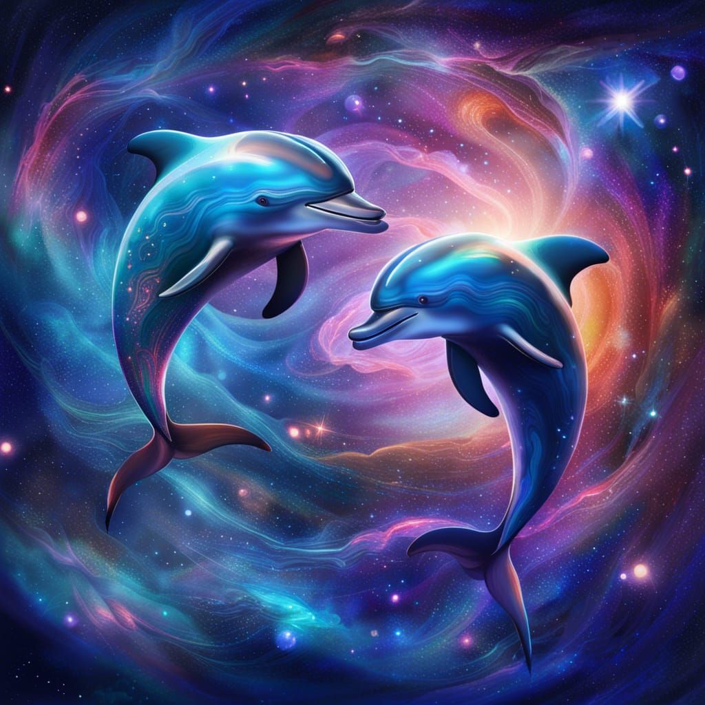 Cosmic dolphins - AI Generated Artwork - NightCafe Creator