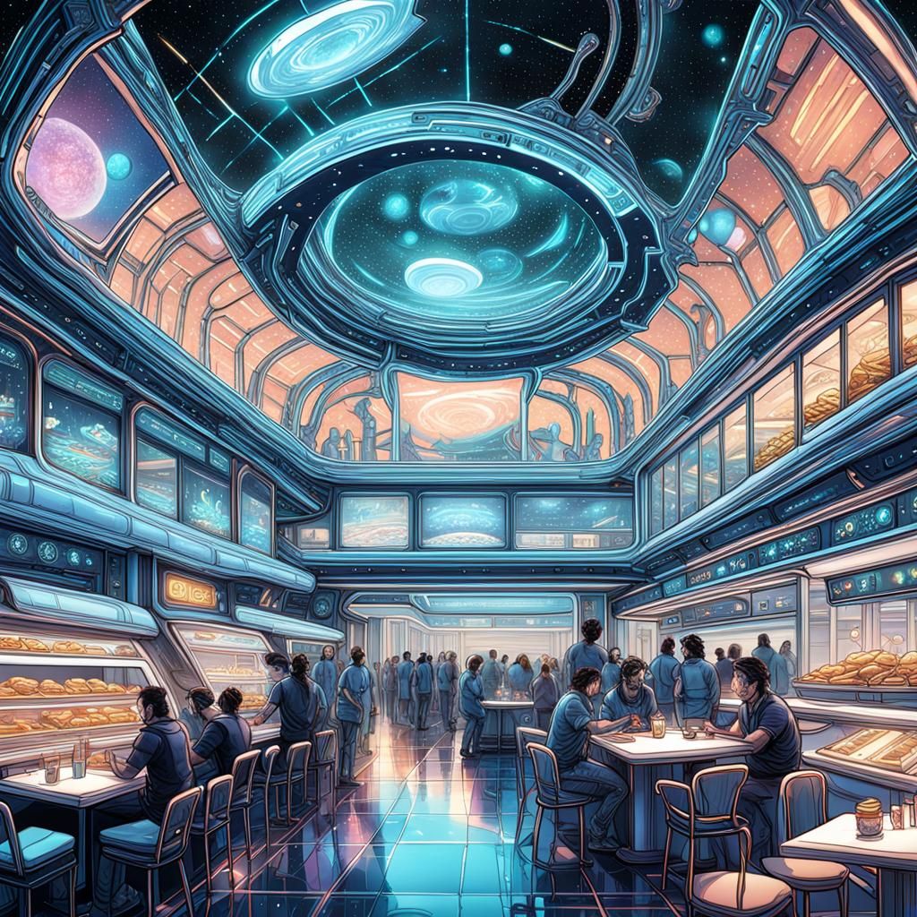Futuristic restaurant - AI Generated Artwork - NightCafe Creator