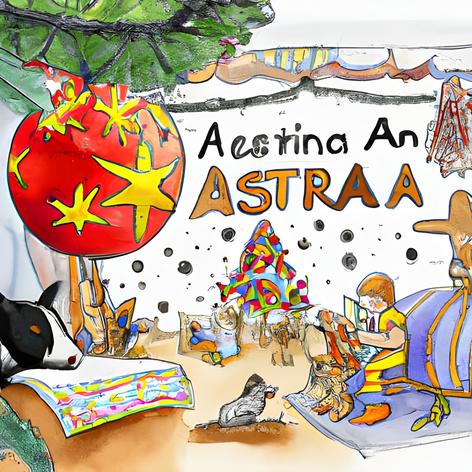 A detailed watercolour and ink drawing, australian christmas scene, by ...