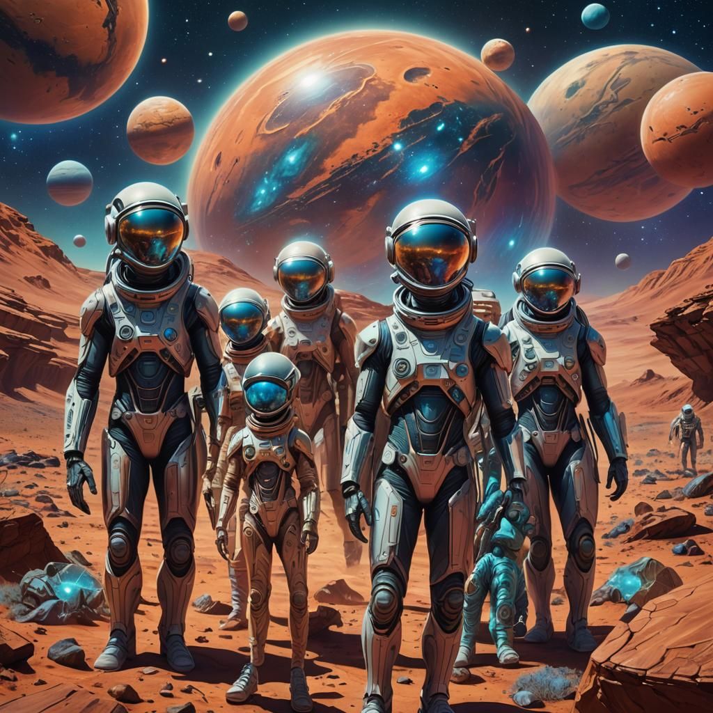 a family of aliens, as if they were landing the spaceship on the ...