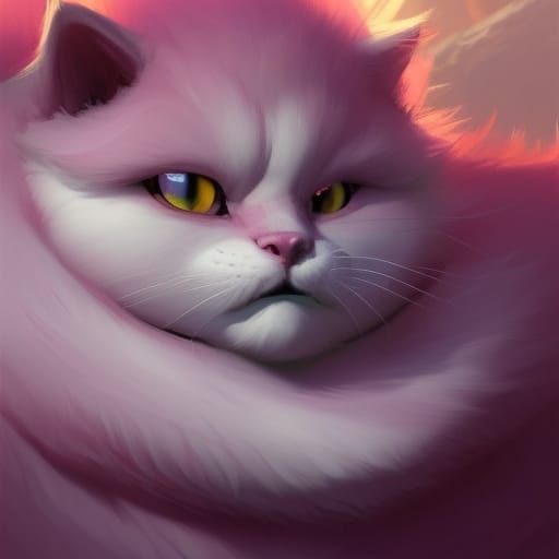 Big Fat Round Kitty Cats made out of pink fluffy fur. Beautiful ...