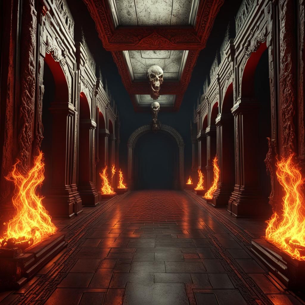 hallway to hell - AI Generated Artwork - NightCafe Creator