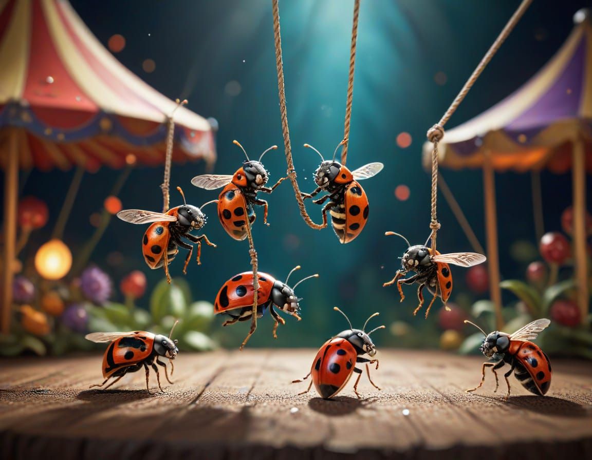 Lady Bug Circus Act - Whimsical Bug Circus Spectacle in Vivi...