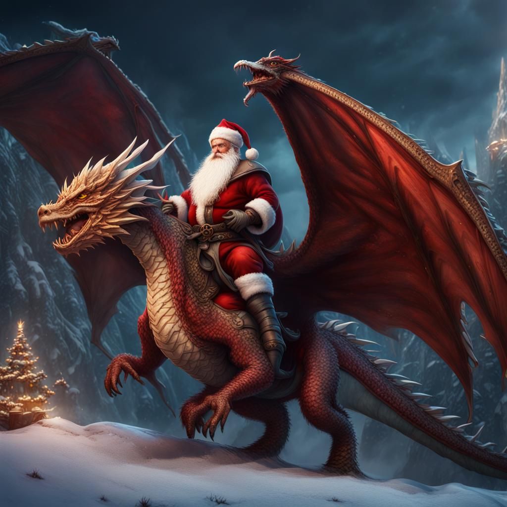 Santa the Dragon Rider - AI Generated Artwork - NightCafe Creator