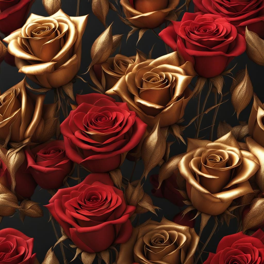 Red and Gold Roses - AI Generated Artwork - NightCafe Creator