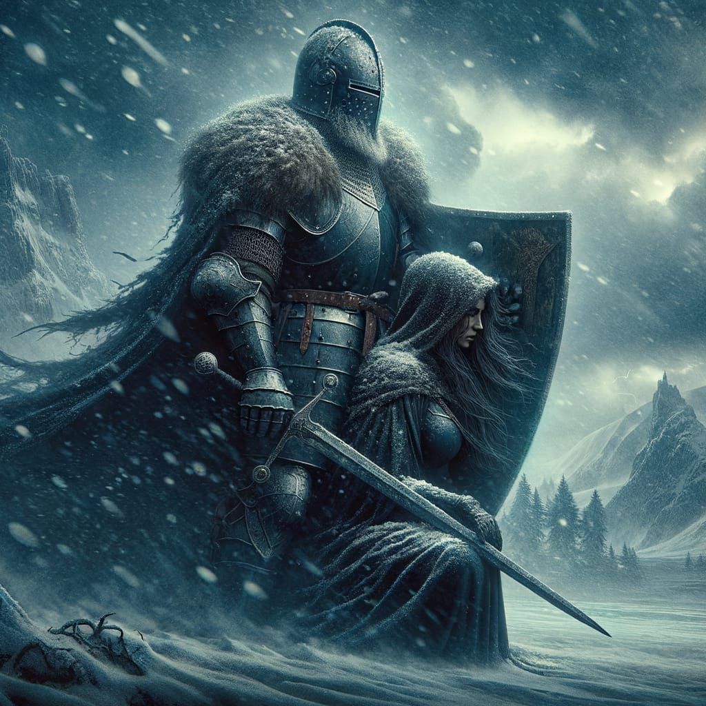 Grimdark Fantasy Impressionism: Noble Knight Prote... - AI Art