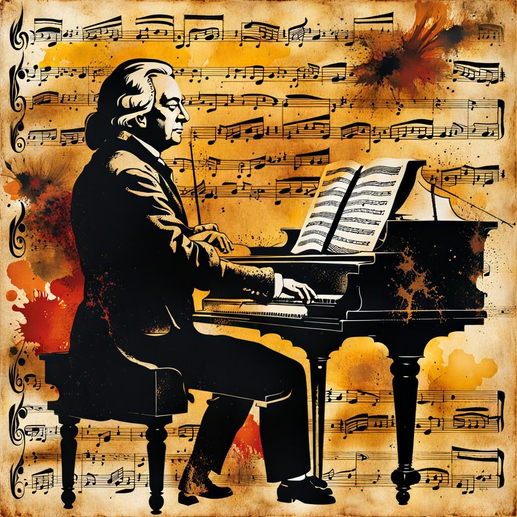 Bach composing on his piano - AI Generated Artwork - NightCafe Creator