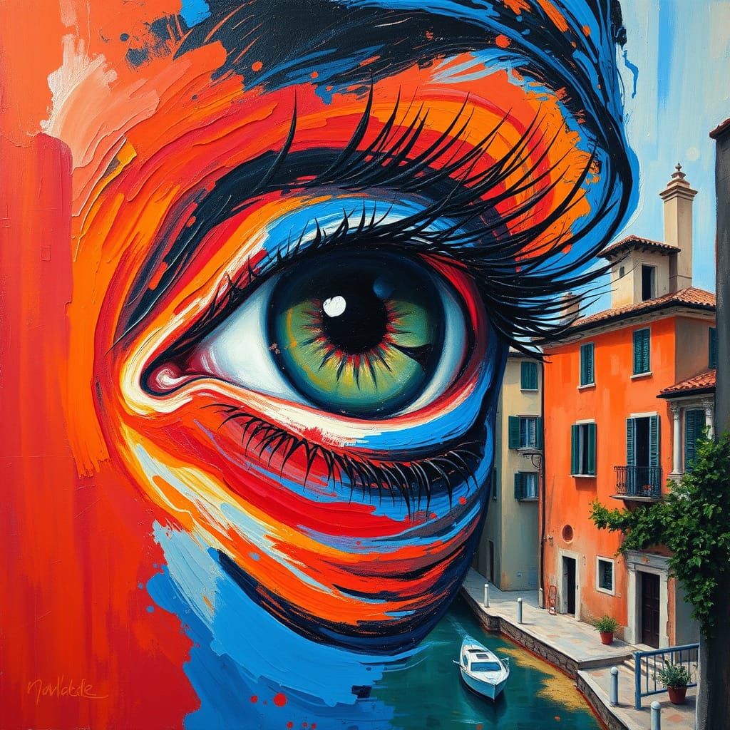 Vibrant Abstract Eye Blends Expressive Textures an... - AI Art