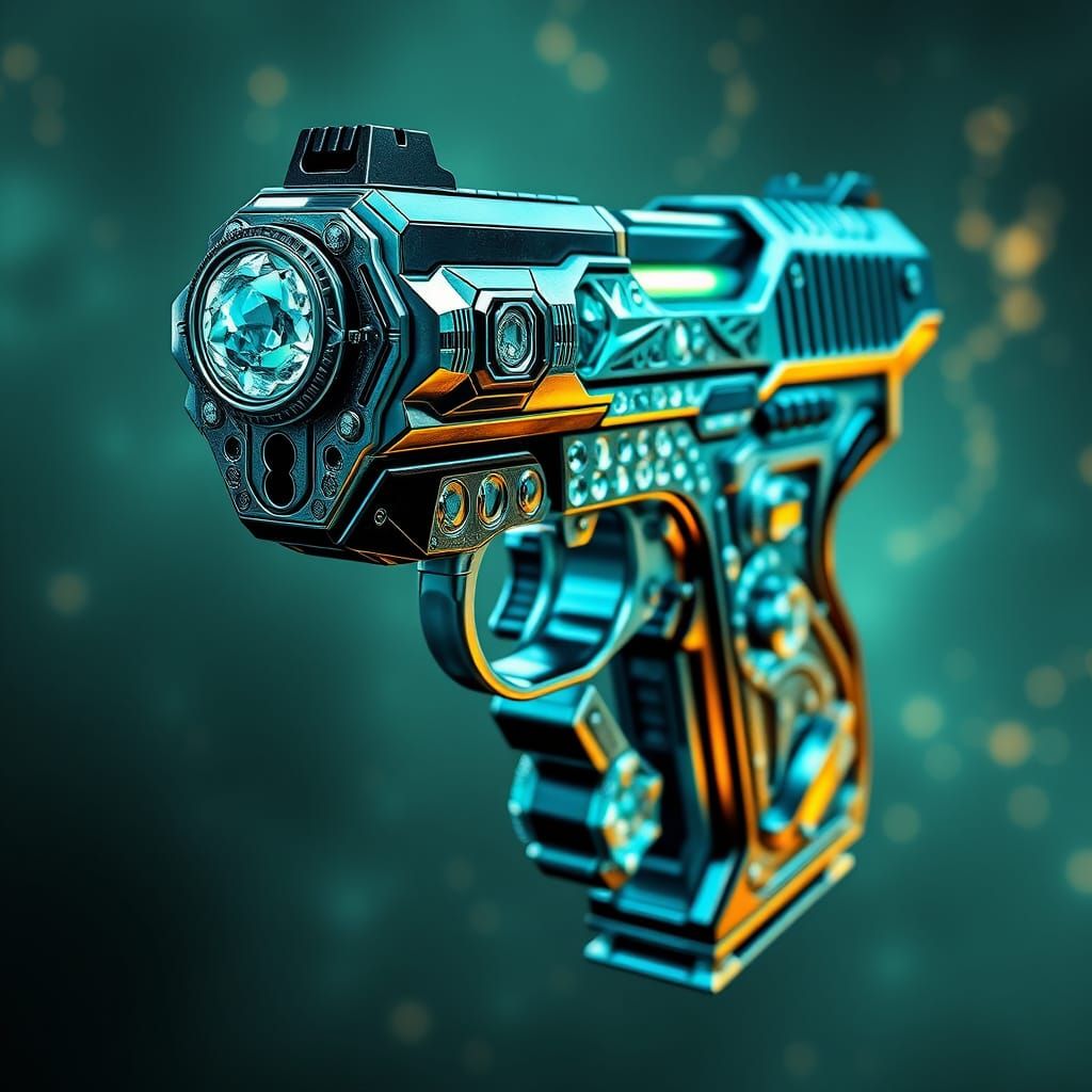diamond gun - Luxury Futuristic Handgun with Iridescent Glow