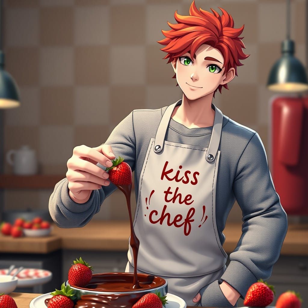 Chef Anime Character with Red Hair and Green Eyes ... - AI Art