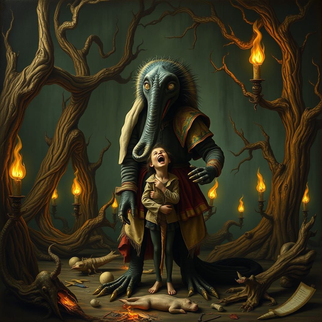 When a anteater becomes a humaneater in the world of Hieronymus Bosch