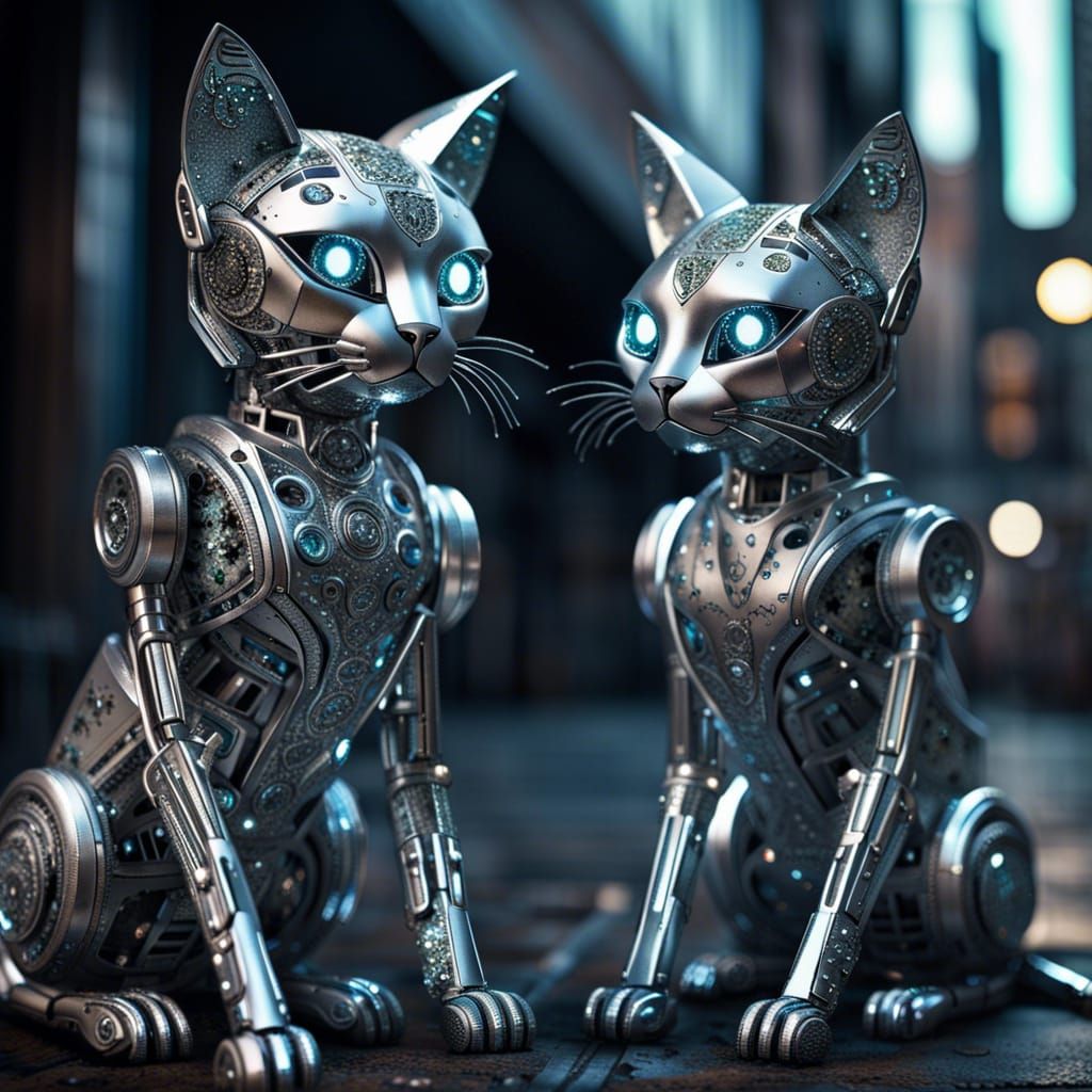 Robotic Cats˚₊‧⁺˖☆ - AI Generated Artwork - NightCafe Creator