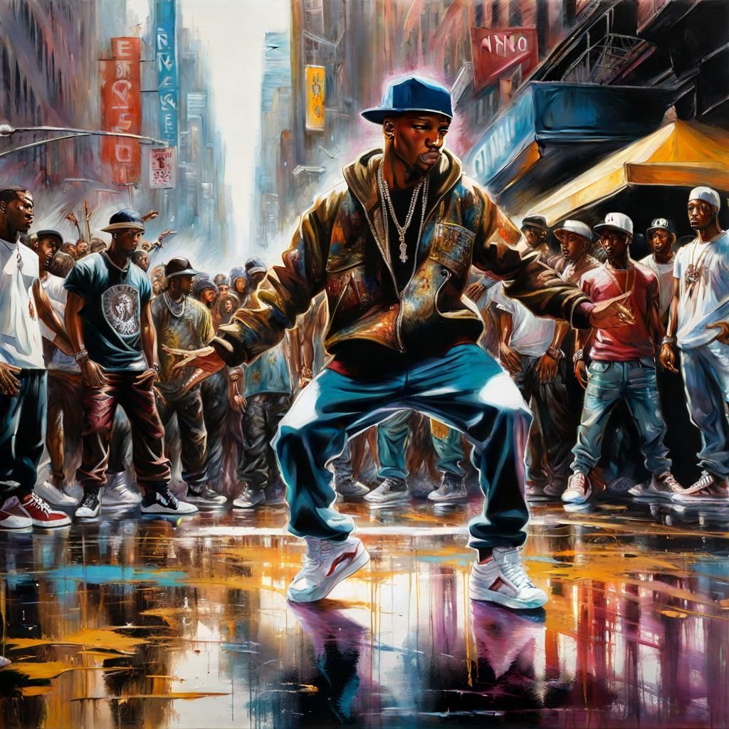 Showing off his hip-hop fashion while breakdancing. - AI Generated ...
