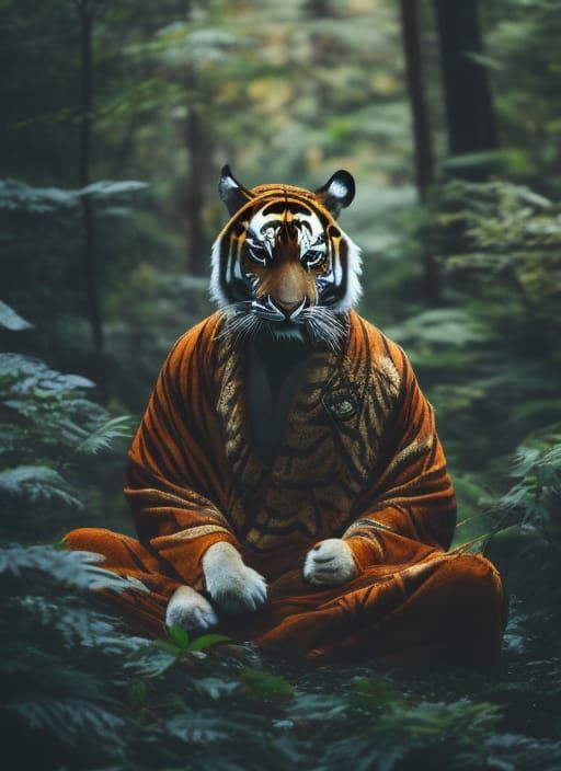 Tiger meditating - AI Generated Artwork - NightCafe Creator