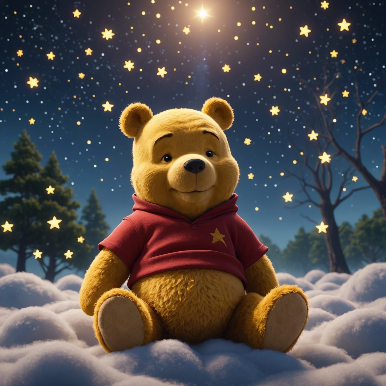 Pooh's Sleepytime Starlight - AI Generated Artwork - NightCafe Creator