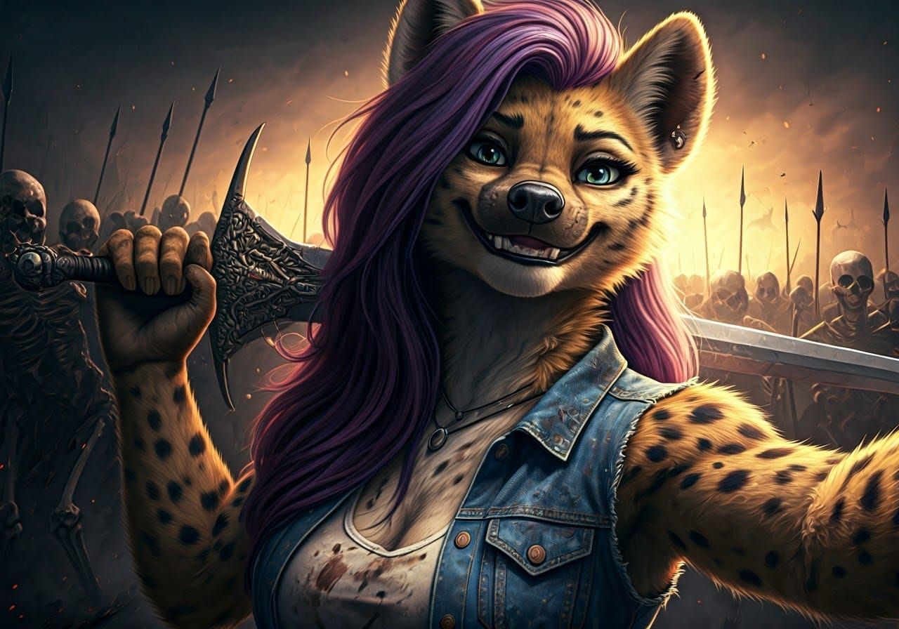A Good Day to Die! - Gothic Punk Furry She-Hyena Wields Clay...