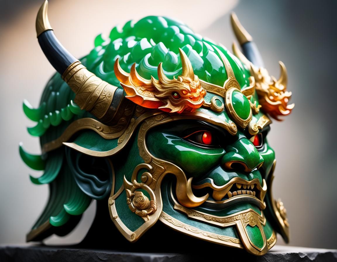 Jade Helmet of the Demon King - AI Generated Artwork - NightCafe Creator