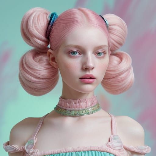 Stunning Runway Model with Candycore Hair and Pale... - AI Art