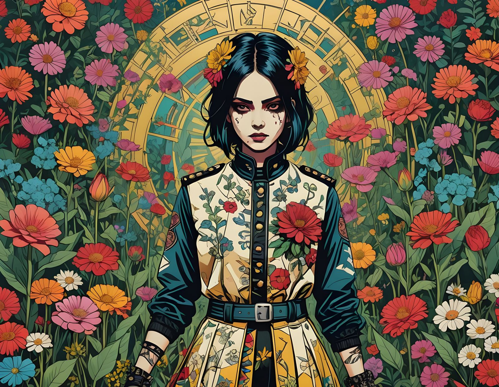 Punk Rock Flower of Garden. - Gothic Punk Rocker Surrounded...