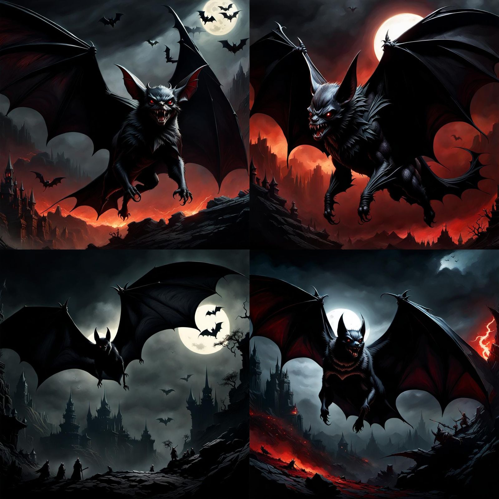 ominous flying bat creatures - AI Generated Artwork - NightCafe Creator