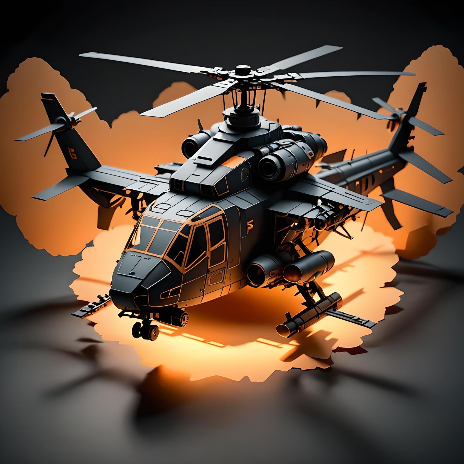 Hyperrealistic Fantastic 3d kirigami colored paper model of a ...