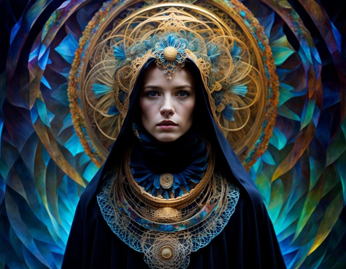 WALKING Portrait — Glitchy Spirograph Androgynous ... - AI Art