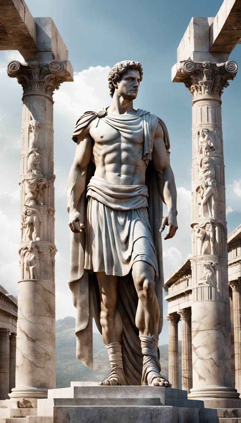 Greek-Roman Statue - Greek-Roman Colossus in Marmol Glory