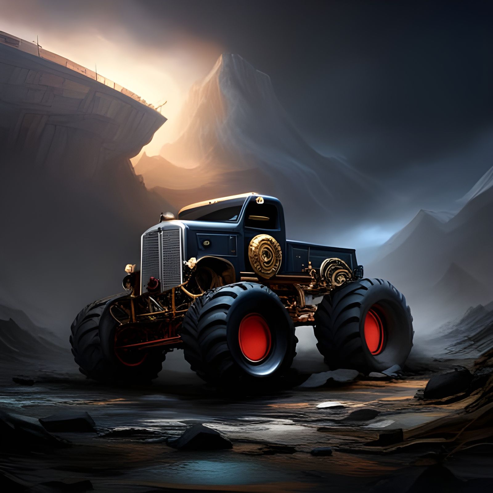 Steampunk Monster Truck - AI Generated Artwork - NightCafe Creator