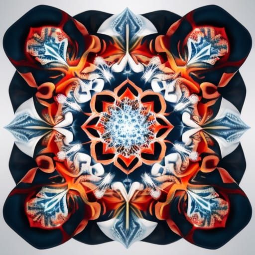 Fire and ice mandala - Intricate Fractal Mandala in Harmony...