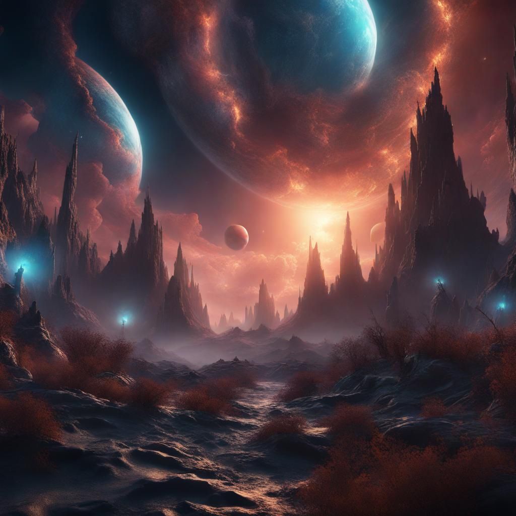 God speaks universe into existence in the vapour of his breath planets ...