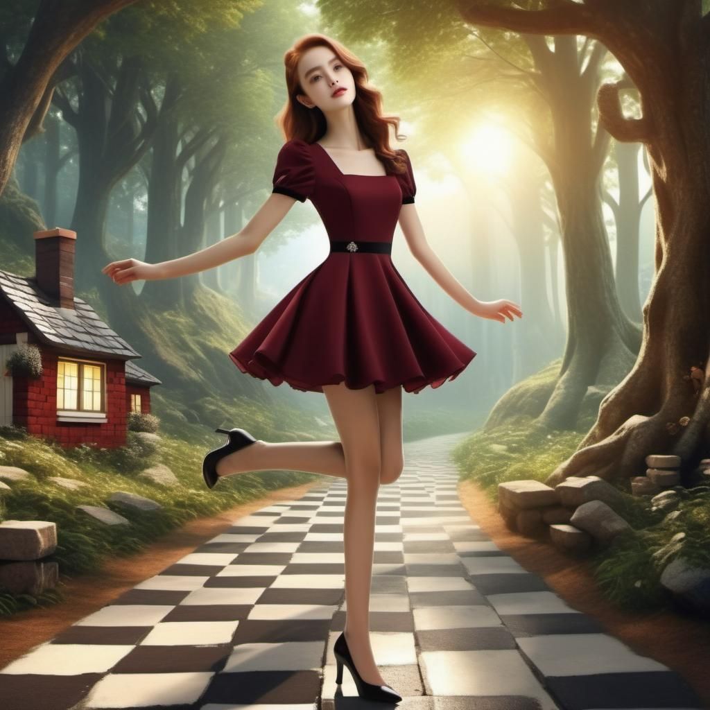 Deep Red Mini Evening Dress Realistic & Creative. Redone. - AI Generated Artwork - NightCafe Creator