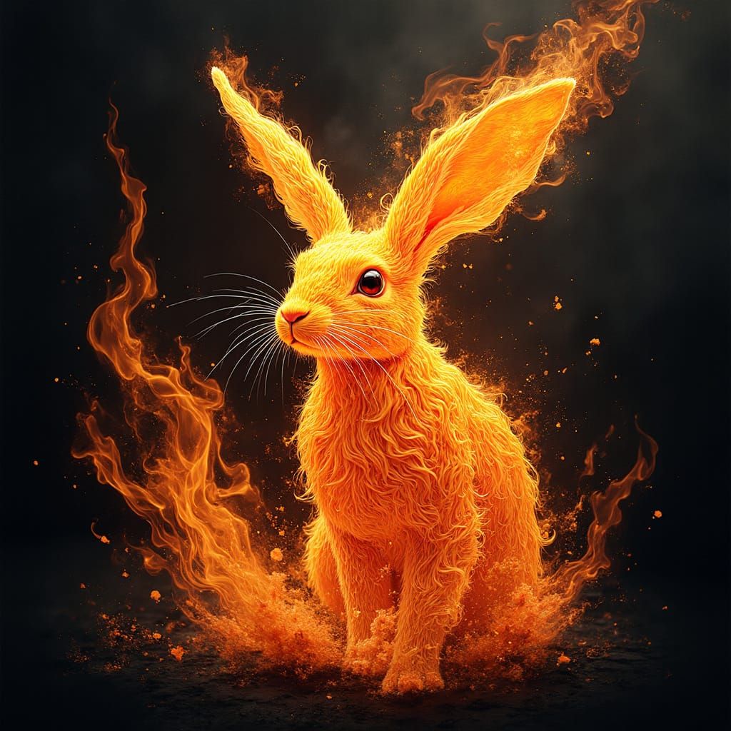 Majestic Rabbit Formed by Swirling Flames in High ... - AI Art