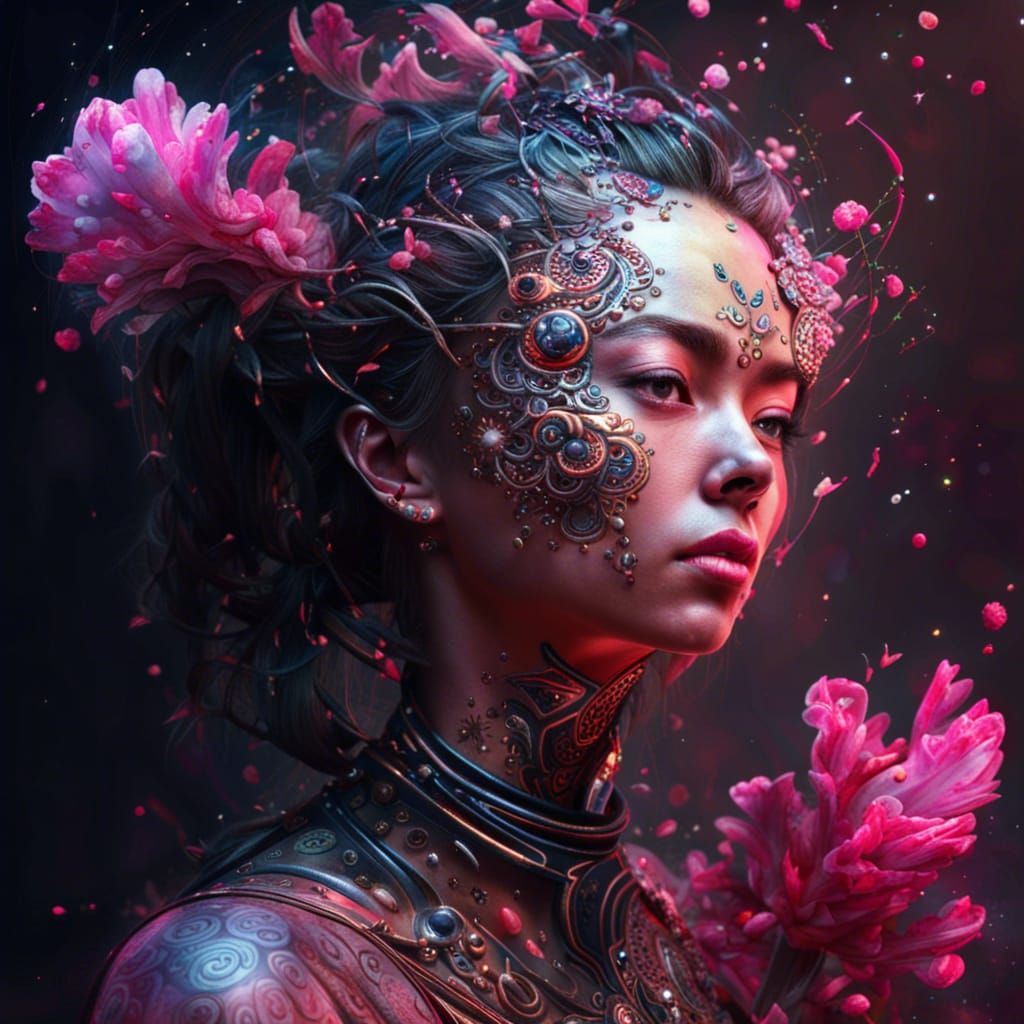 Beautiful flower cyborg geisha - AI Generated Artwork - NightCafe Creator