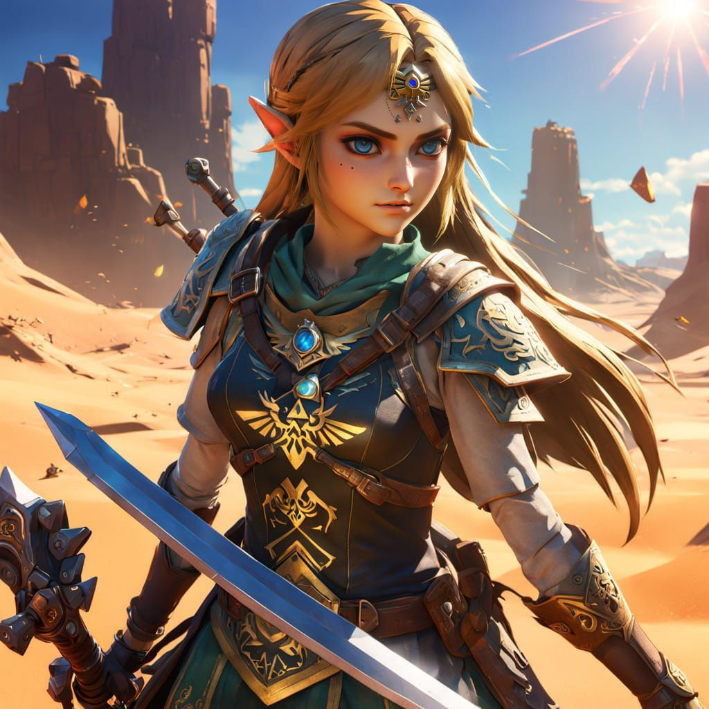 Epic Fantasy Warrior in Post-Apocalyptic Landscape - AI Art