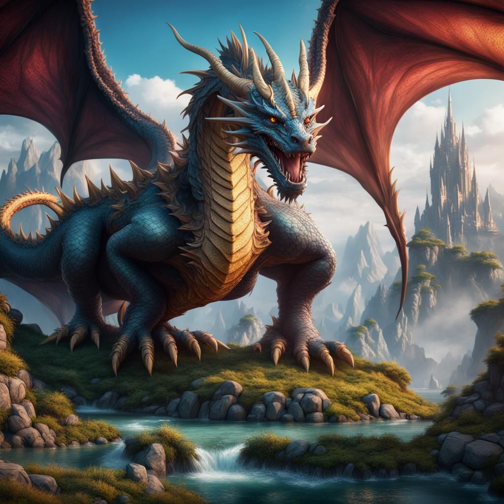 Great Mythical Dragon of Fantasy Land - AI Generated Artwork ...