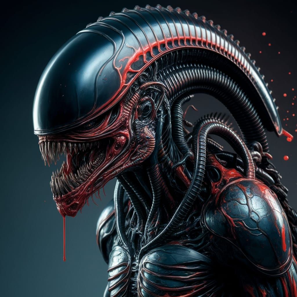 cool - Hyper Realistic Xenomorph in Vibrant Graffiti Style